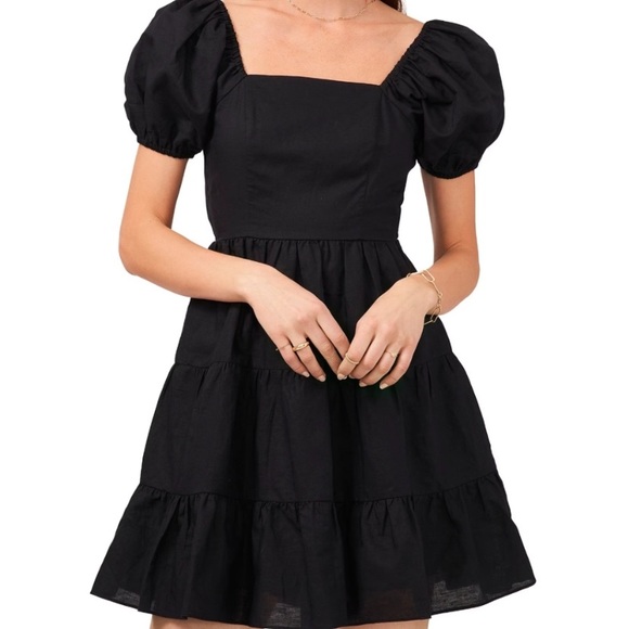 Chelsea & Violet | Dresses | Chelsea Violet Black Square Neck Puff ...